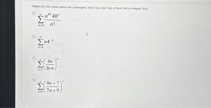 Select ALL, the senes which are corvergent, (Hint Use | Chegg.com