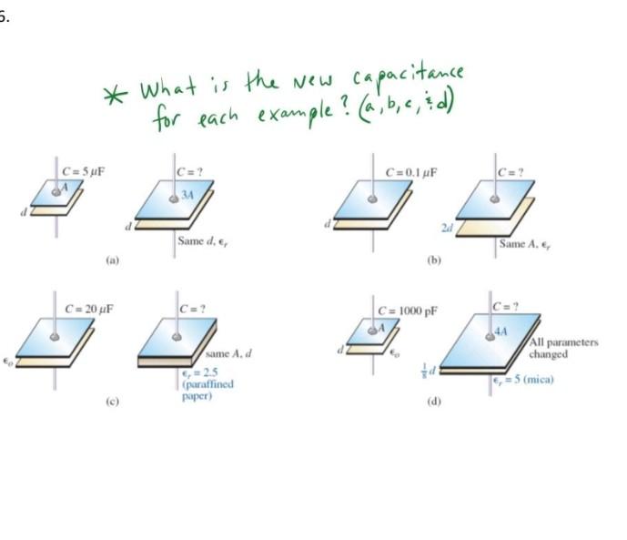 Solved 5. * What is the new capacitance for each example ? | Chegg.com