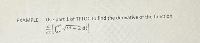 Solved EXAMPLE Use part 1 of TFTOC to find the derivative of | Chegg.com