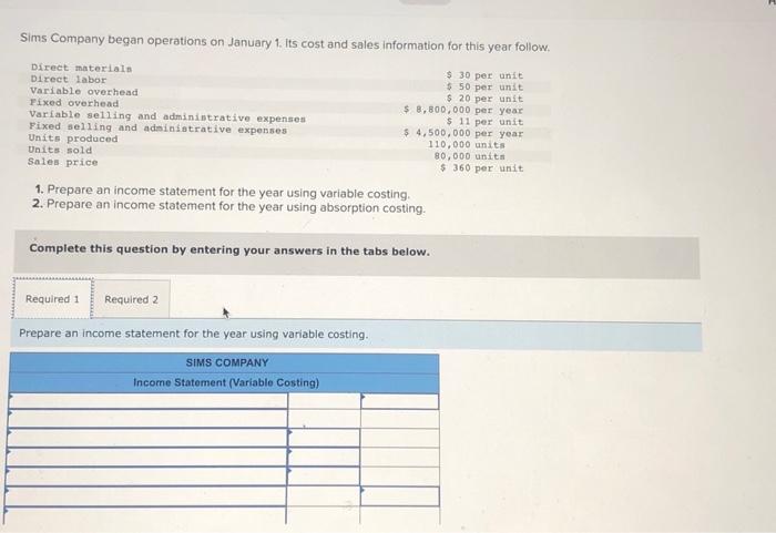 Solved 1 Prepare An Income Statement For The Year Using