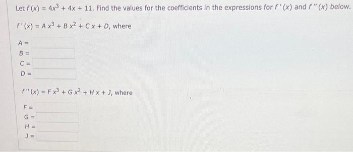 Solved Find the values for the coefficient in the expression | Chegg.com