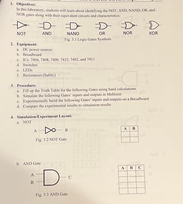 Solved 1. Objectives: In this laboratory, students will | Chegg.com