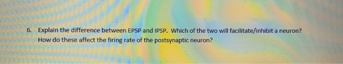 Solved 6. Explain the difference between EPSP and IPSP. | Chegg.com