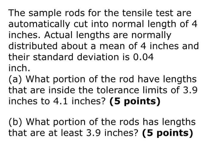 Solved The sample rods for the tensile test are | Chegg.com