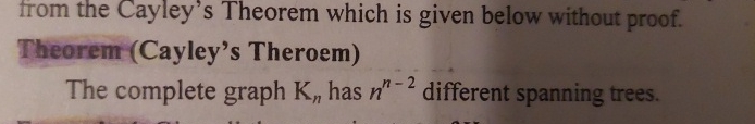 Solved Prove:Theorem (Cayley's Theroem)The complete graph Kn | Chegg.com