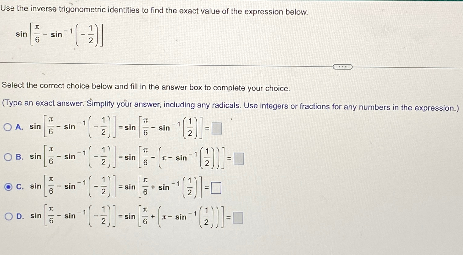 Solved Use the inverse trigonometric identities to find the | Chegg.com