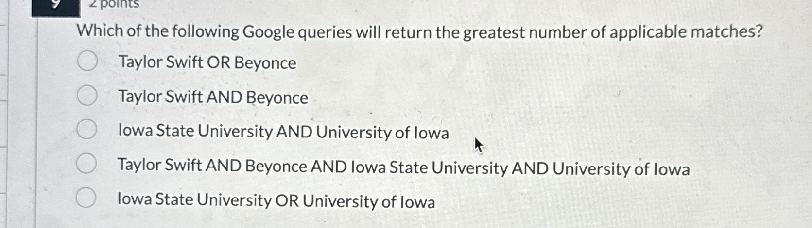 Solved Which of the following Google queries will return the | Chegg.com