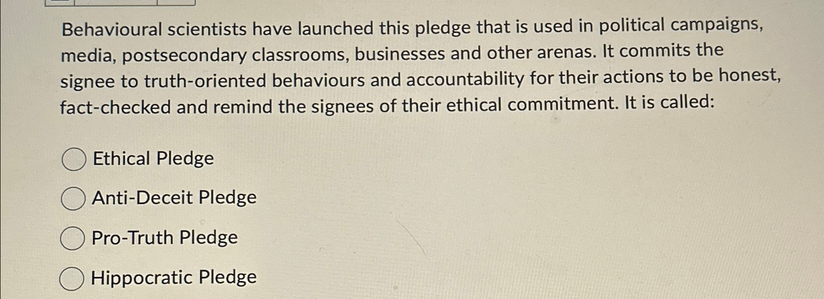 Solved Behavioural scientists have launched this pledge that | Chegg.com