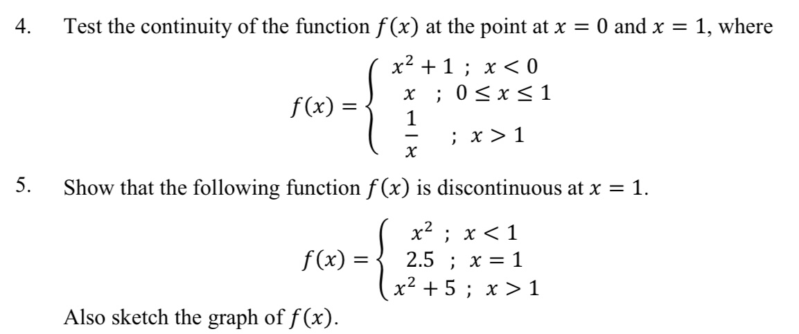 Solved Q1. ﻿Test the continuity of the function f(x) ﻿at the | Chegg.com
