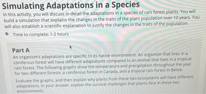 Solved Simulating Adaptations in a Species In this activity, | Chegg.com
