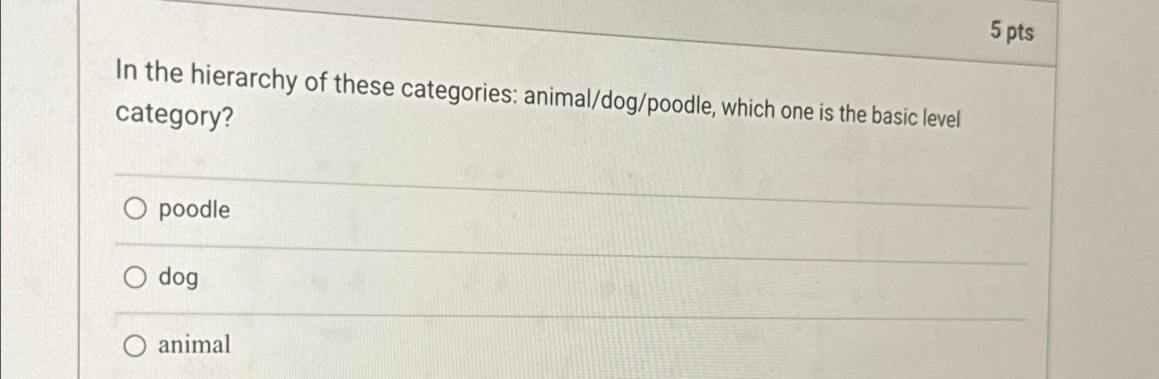 Solved 5 ﻿ptsIn the hierarchy of these categories: | Chegg.com