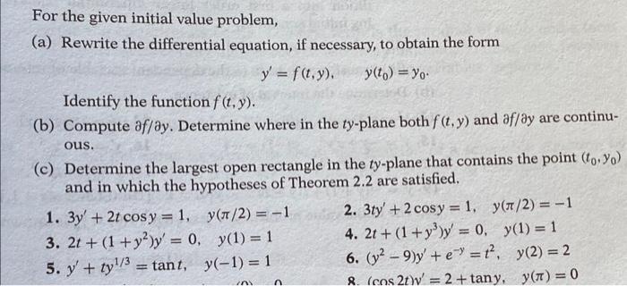 Solved For The Given Initial Value Problem A Rewrite The 6540