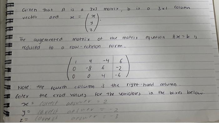 Solved AIS Column a 3X3 3x1 matrix b is a Given that vector | Chegg.com