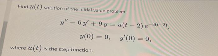 Solved Find y(t) solution of the initial value problem | Chegg.com