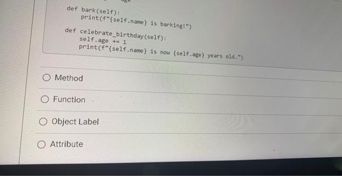 Solved In Python lingo, what is the general description of | Chegg.com