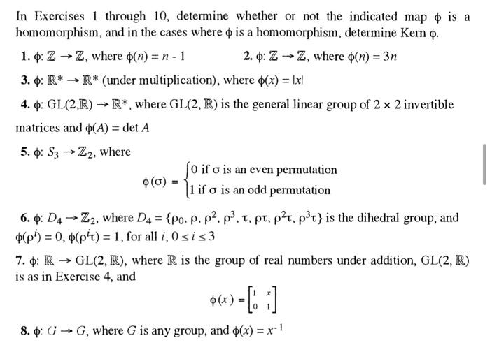 Solved In Exercises 1 through 10, determine whether or not | Chegg.com
