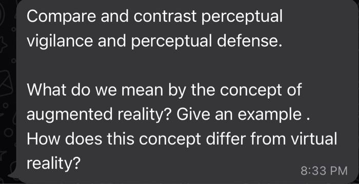 Solved Compare and contrast perceptual vigilance and | Chegg.com