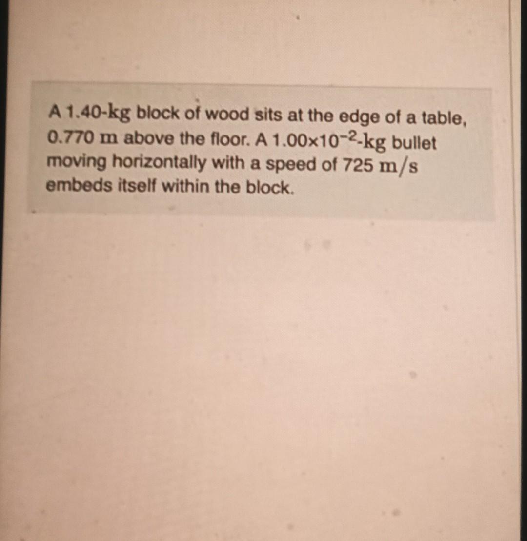Solved A 1.40-kg block of wood sits at the edge of a table, | Chegg.com