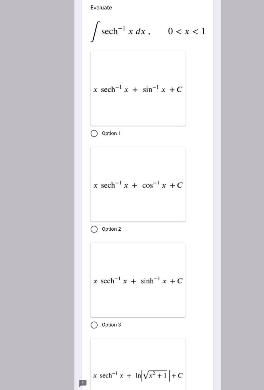 Solved Evaluate I sech'x sech - x dx , 0