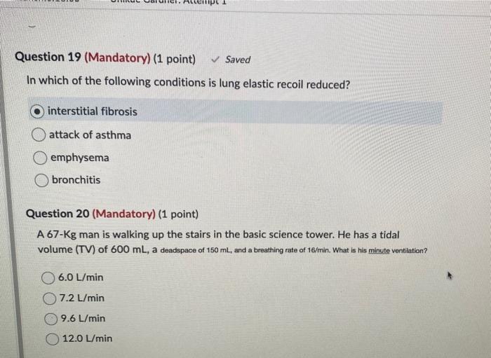 Solved In which of the following conditions is lung elastic | Chegg.com