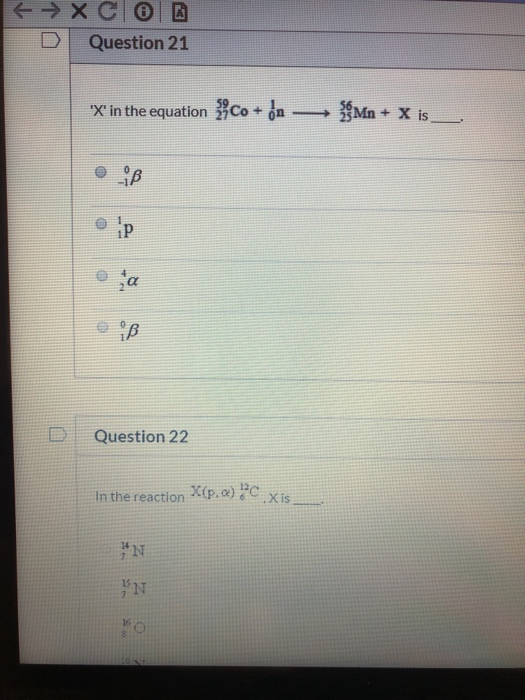 Solved + → XC Question 21 "X' in the equation 33co + ón Mn + | Chegg.com
