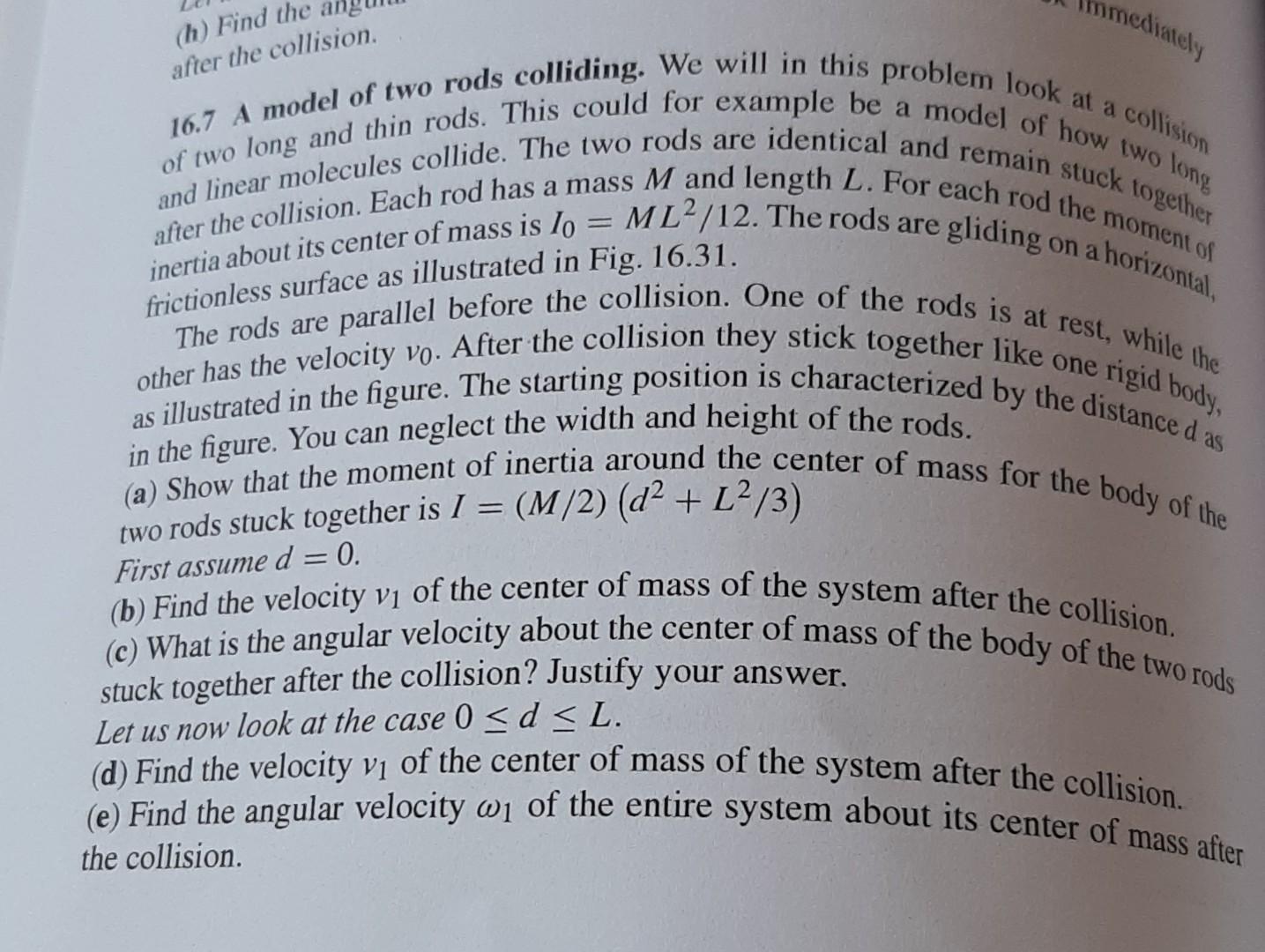 after the collision. 16.7 A model of two rods | Chegg.com