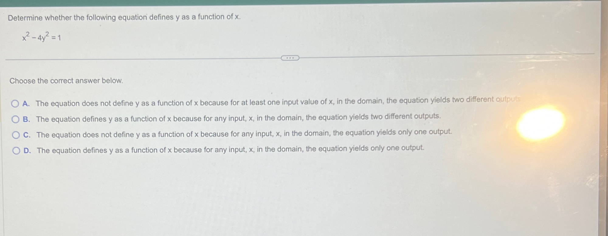 Solved Determine whether the following equation defines y | Chegg.com