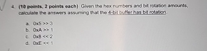 Solved (10 ﻿points, 2 ﻿points each) ﻿Given the hex numbers | Chegg.com