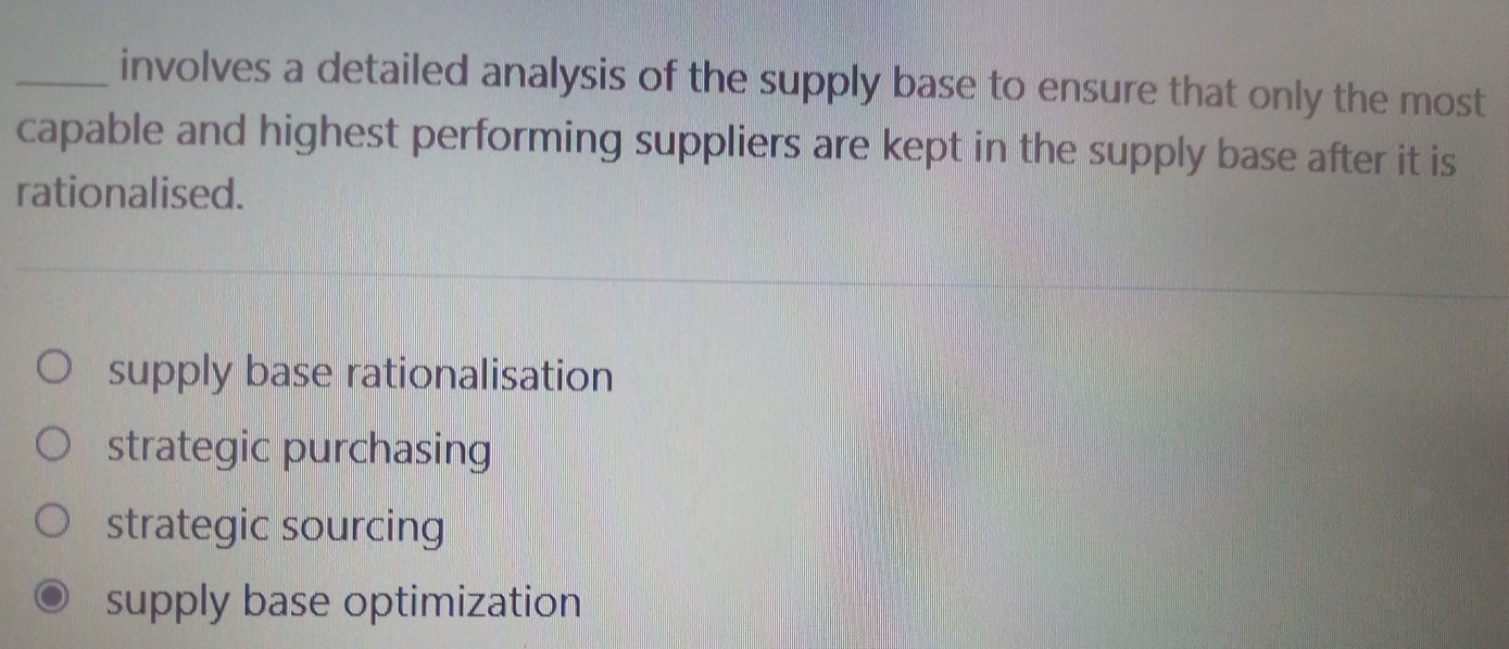 Solved ﻿involves a detailed analysis of the supply base to | Chegg.com