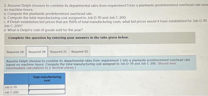 Solved Exercise 2-15 (Algo) Plantwide and Departmental | Chegg.com