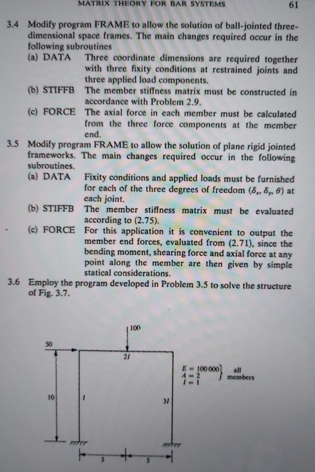 Solved MATRIX THEORY OR DAR SYSTEMS 61 3.4 Modify program | Chegg.com