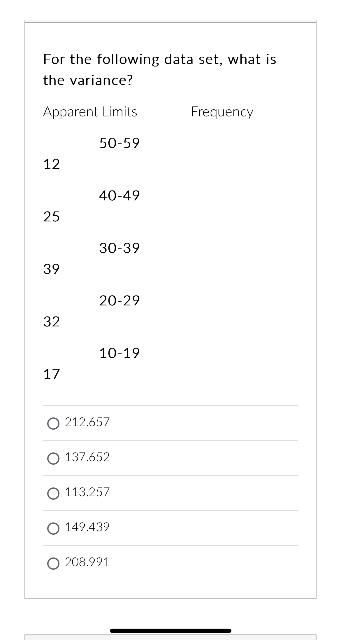 Solved For the following data set, what is the | Chegg.com