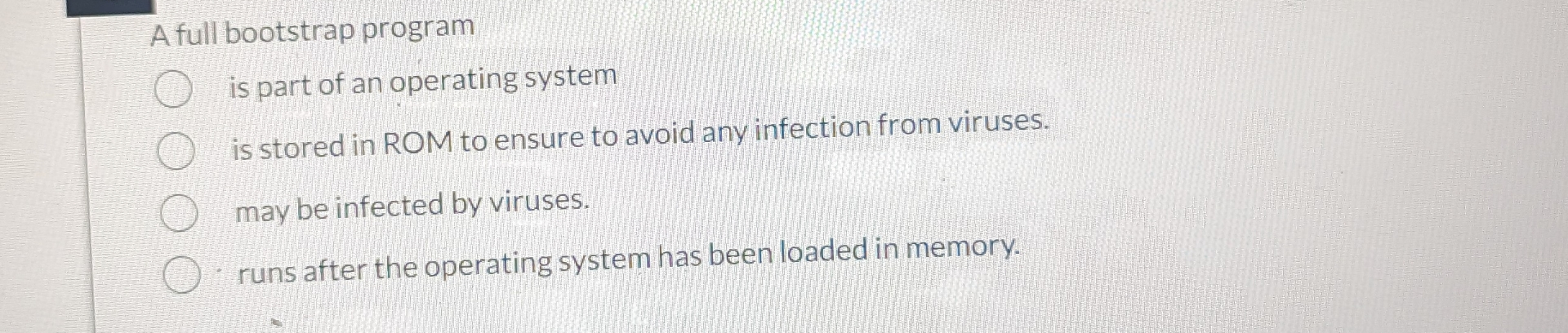 Solved A full bootstrap programis part of an operating | Chegg.com