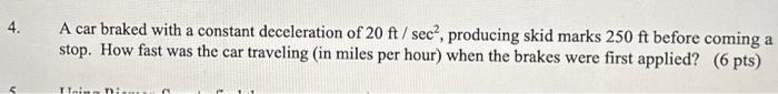 Solved A car braked with a constant deceleration of | Chegg.com
