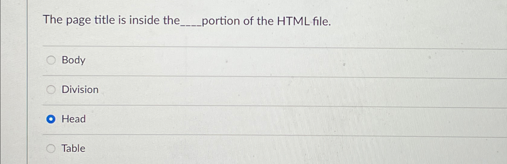 Solved The page title is inside the portion of the HTML | Chegg.com
