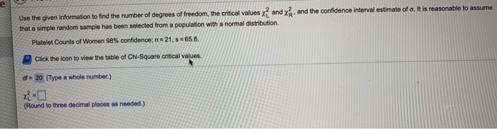 Solved find critiual values XL^2 and XR^2 (round to three | Chegg.com