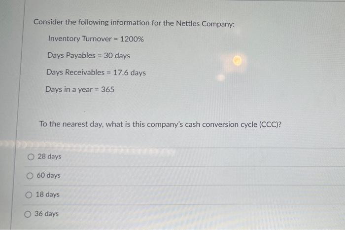 Solved Consider the following information for the Nettles | Chegg.com