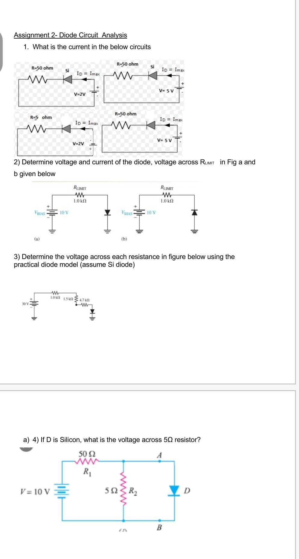 Solved Assignment 2- Diode Circuit Analysis 1. What is the | Chegg.com