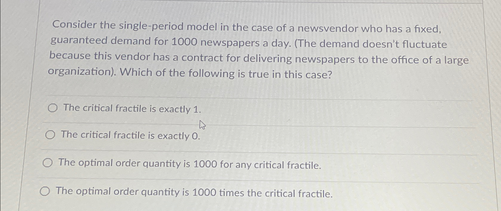 Solved Consider the single-period model in the case of a | Chegg.com