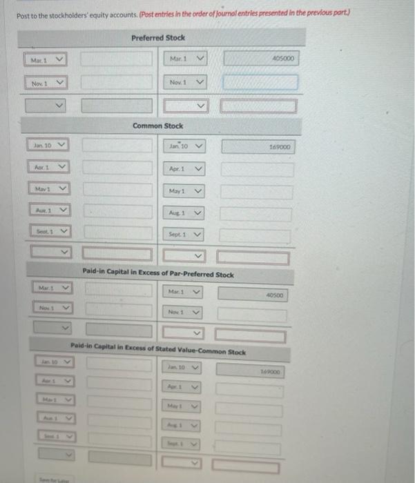 Solved I only need the stockholders equity accounts and | Chegg.com