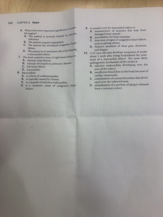 Solved 152 CHAPTER 8 Heart 6. What is the most important | Chegg.com