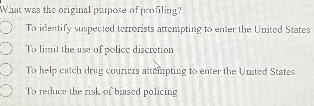 Solved What was the original purpose of profiling?To | Chegg.com