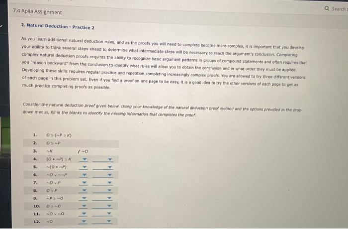 Solved 7.4 Aplia Assignment Search 2. Natural Deduction - | Chegg.com Solved 7.4 Aplia Assignment Search 2. Natural Deduction - | Chegg.com