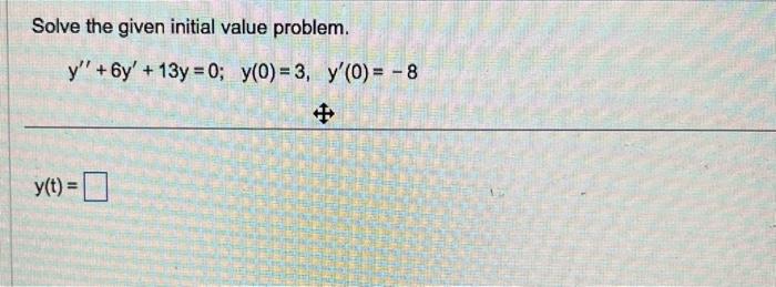 Solved Solve the given initial value problem. | Chegg.com