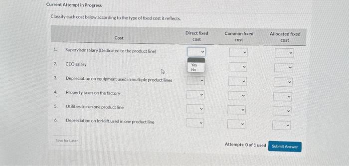 Solved Classify cach cost below according to the type of | Chegg.com