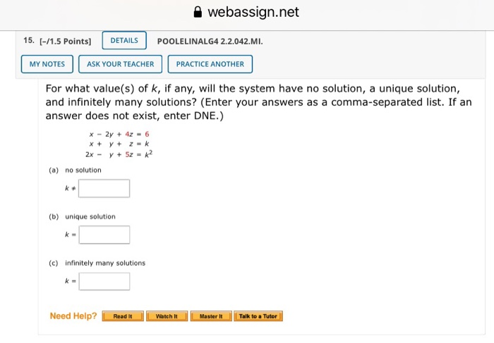 Solved webassign.net 15. (-/1.5 Points) DETAILS POOLELINALG4 | Chegg.com