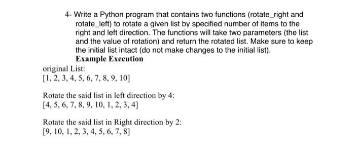 Solved 4 Write A Python Program That Contains Two Functions 7064