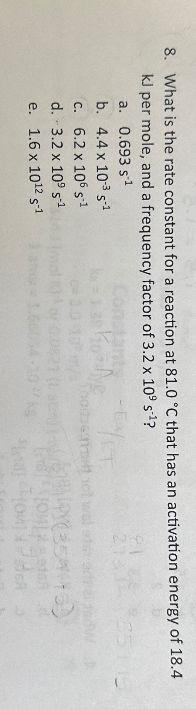 Solved What is the rate constant for a reaction at 81.0°C | Chegg.com