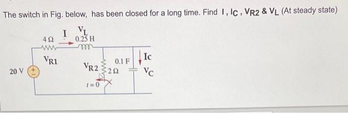 The switch in Fig. below, has been closed for a long | Chegg.com
