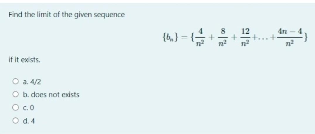 Solved Find the limit of the given sequence | Chegg.com
